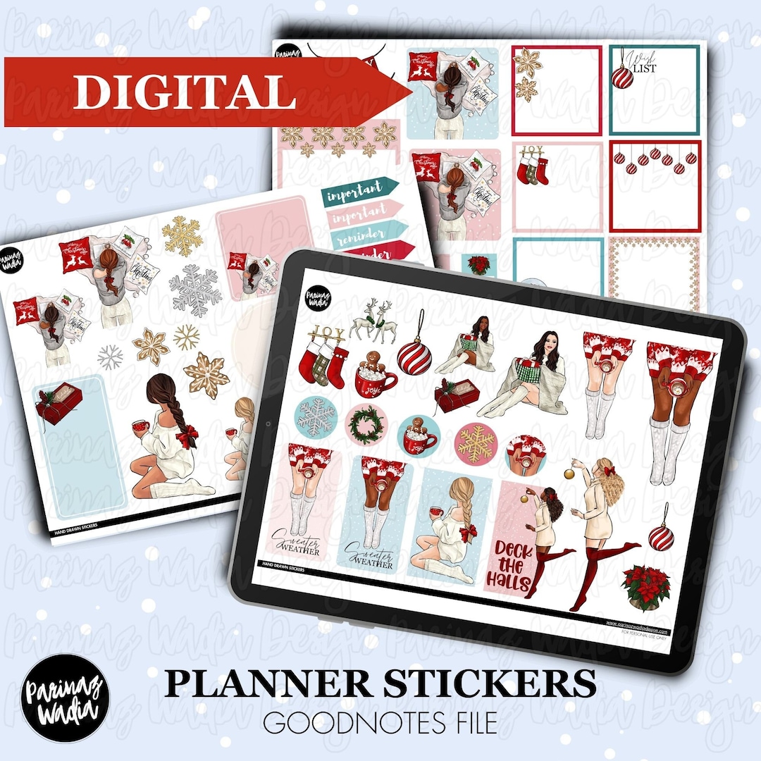 Digital Goodnotes Stickers, Cozy Christmas Planner Stickers, Instant ...