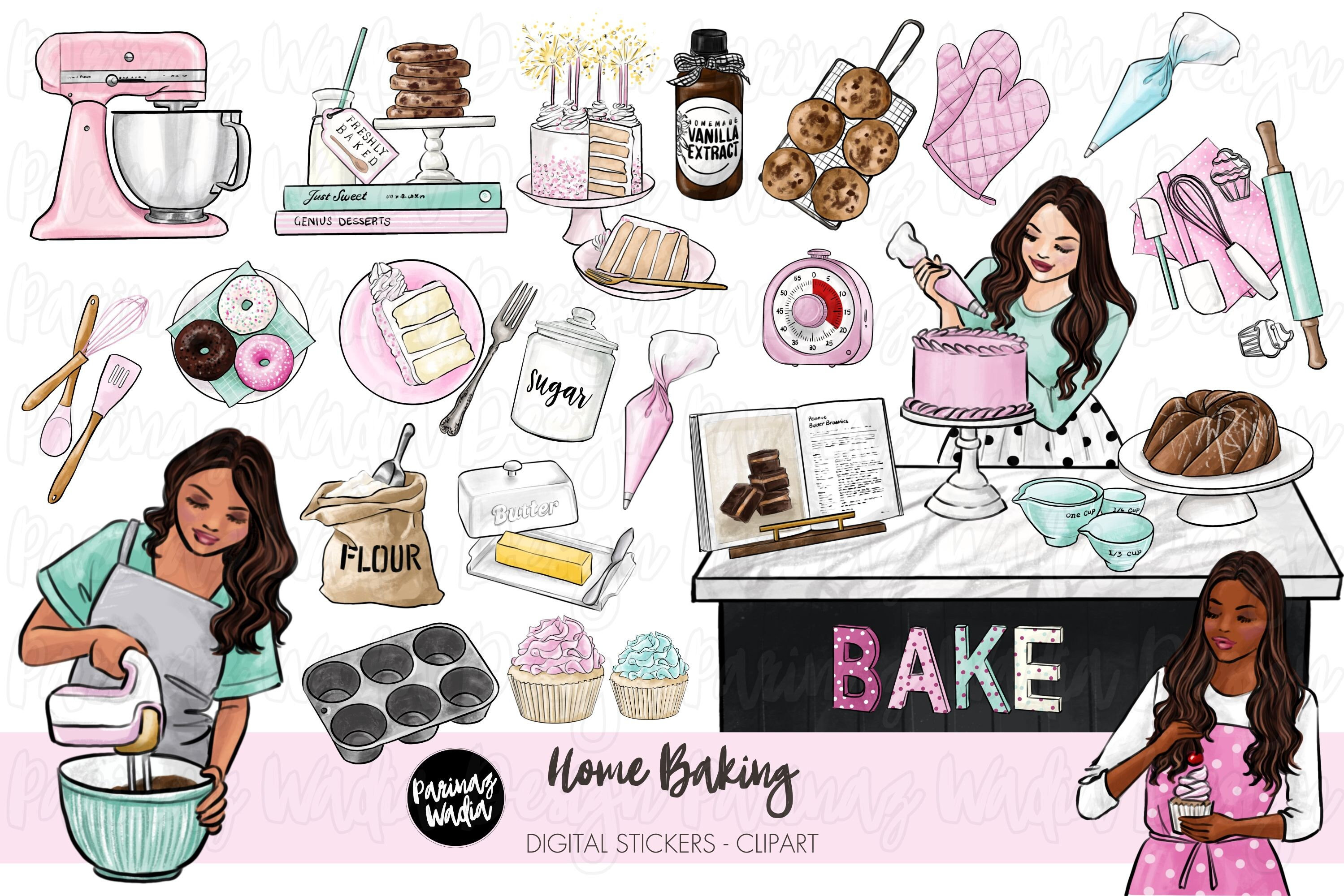 Home Baking Clipart Bundle: Watercolor Baking Icons (digital Download ...