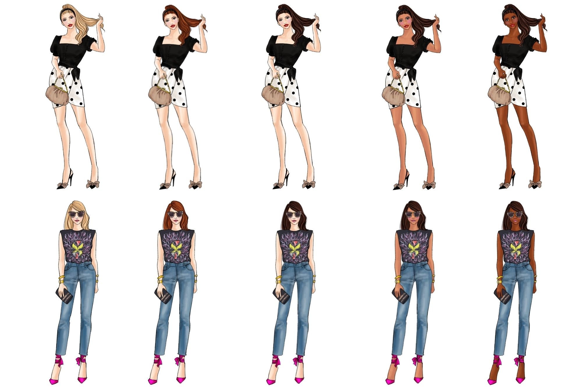 Fashion Girl Clipart Set: Watercolor Style Illustrations (digital ...
