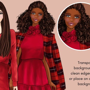 Girls in Red 3 - Fashion Clipart Set Watercolor, Printable, Fashion ...