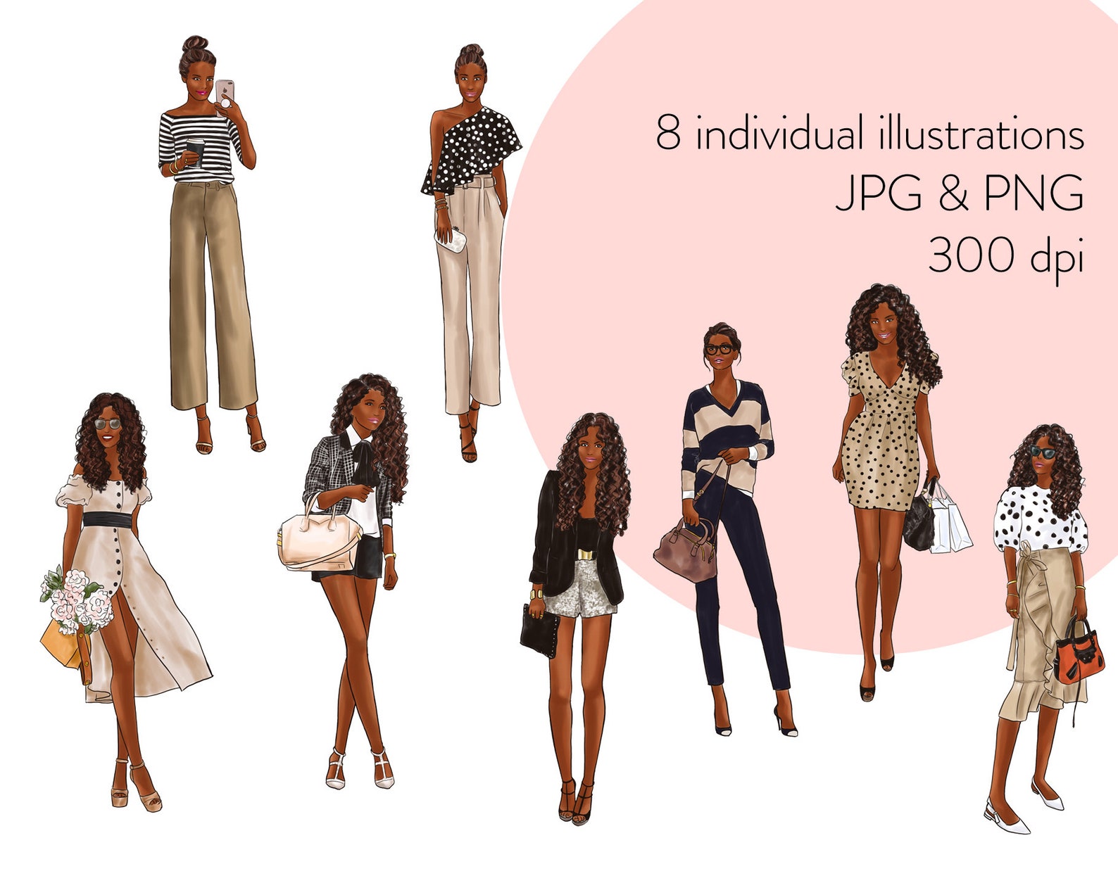 Black Girl Clipart Planner Dolls Png Fashion Girls 27 - Etsy