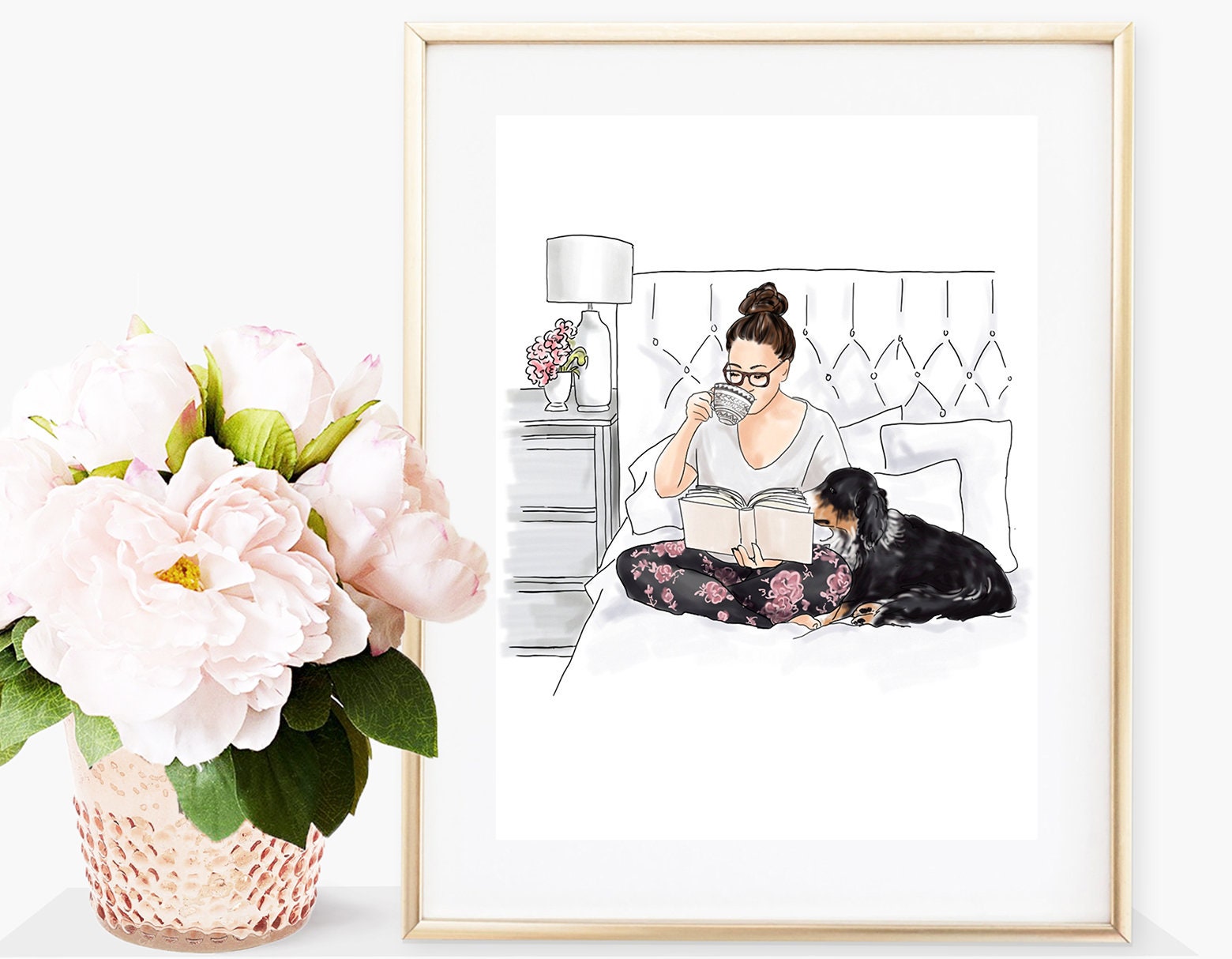 Fashion Illustration Me Time 2 Light Skin Printable Art | Etsy