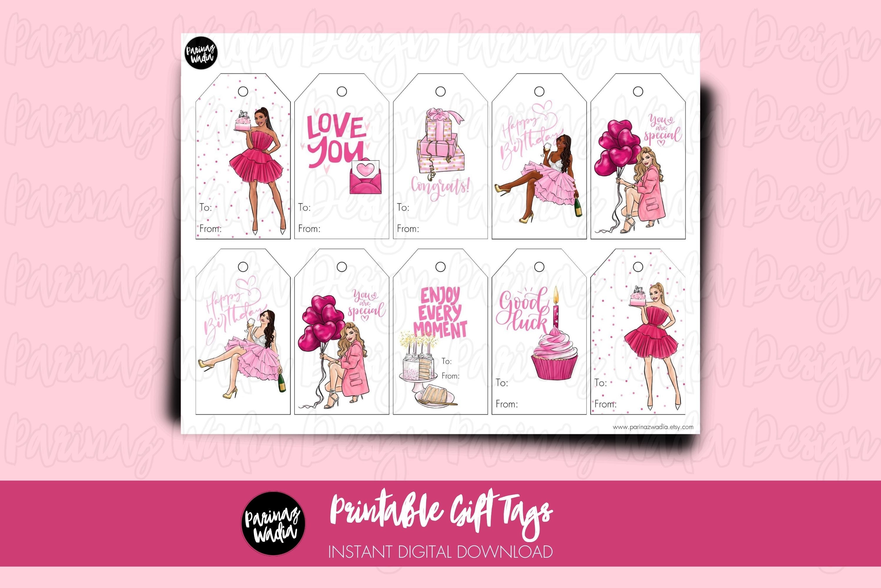 Printable CELEBRATION GIFT TAG, Hand Drawn Birthday Gift Tag Template ...