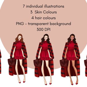 Girls in Red 3 - Fashion Clipart Set Watercolor, Printable, Fashion ...