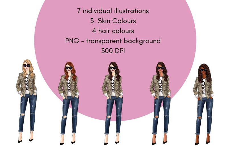 Fashion Girl Clipart Set: Watercolor Style Illustrations (digital ...