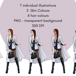 Girls in Grey Fashion Clipart Set Watercolor, Printable, Fashion ...