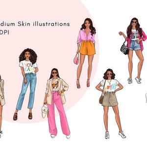 Fashion Girl Clipart Set, Watercolor Style Illustrations (digital ...