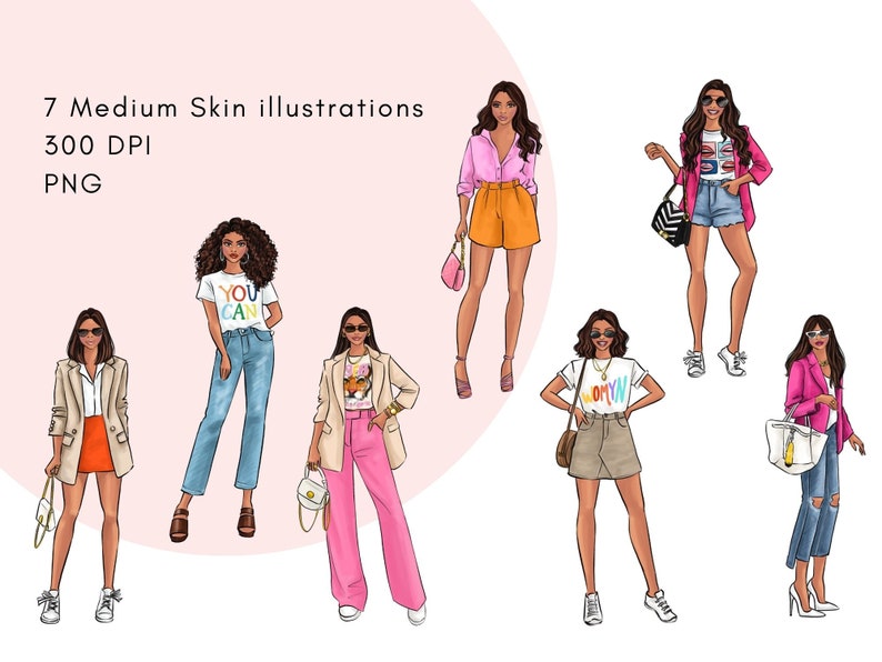 Fashion Girl Clipart Set, Watercolor Style Illustrations (digital ...