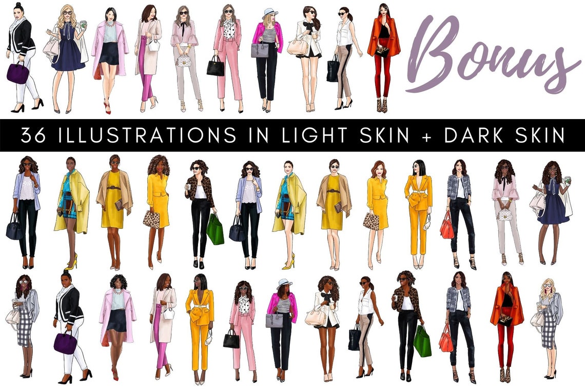Girl Boss Illustration Clipart Bundle - Etsy