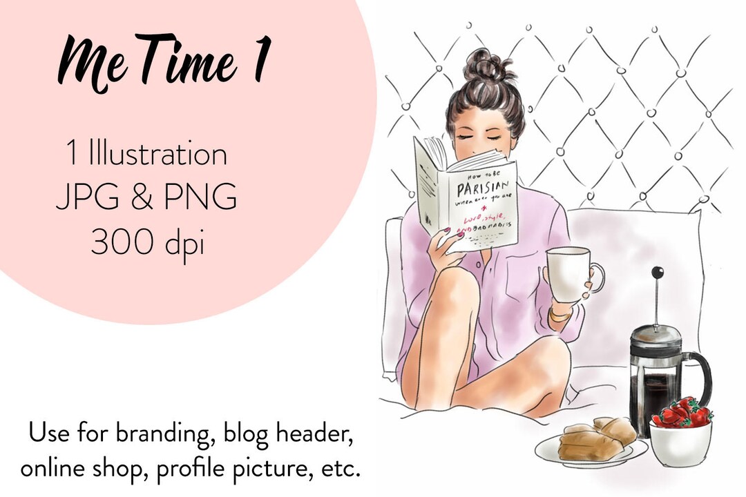 Me Time 1 Fashion Illustration Clipart Printable Art Instant - Etsy