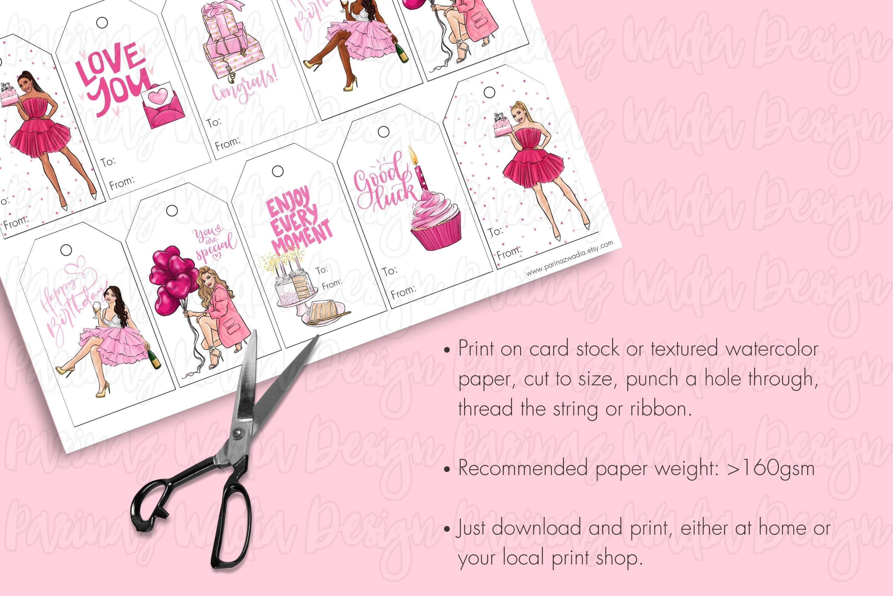 Printable CELEBRATION GIFT TAG, Hand Drawn Birthday Gift Tag Template ...