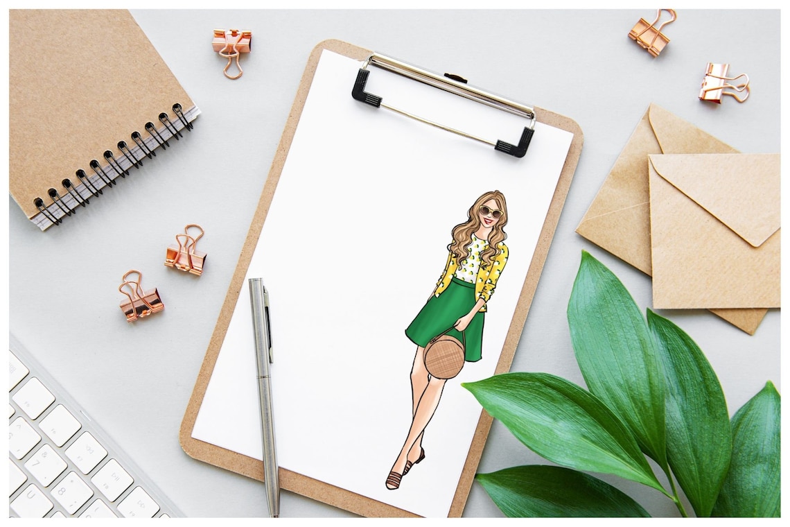 Girls in Lemon Print Light Skin Fashion Illustration - Etsy