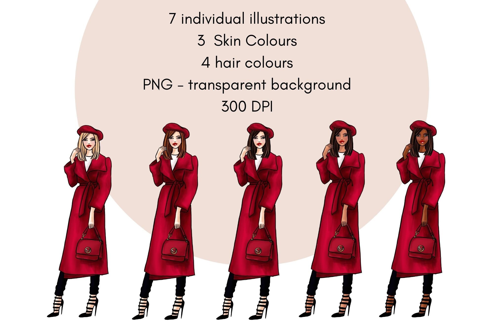 Girls in Red 2 Watercolor Printable Fashion Illustration - Etsy Canada