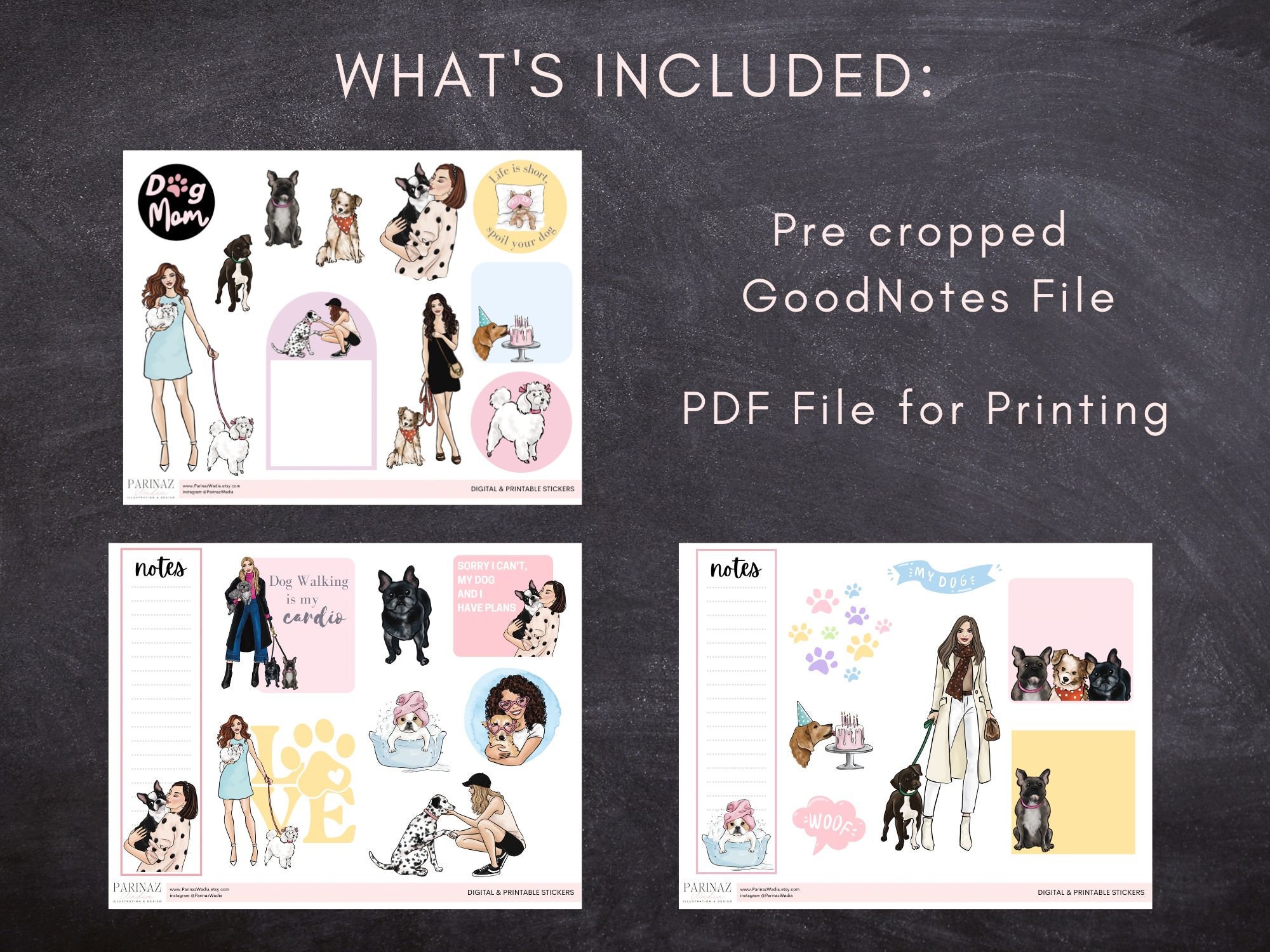 Digital Goodnotes and Printable Stickers Dog Mom Light - Etsy