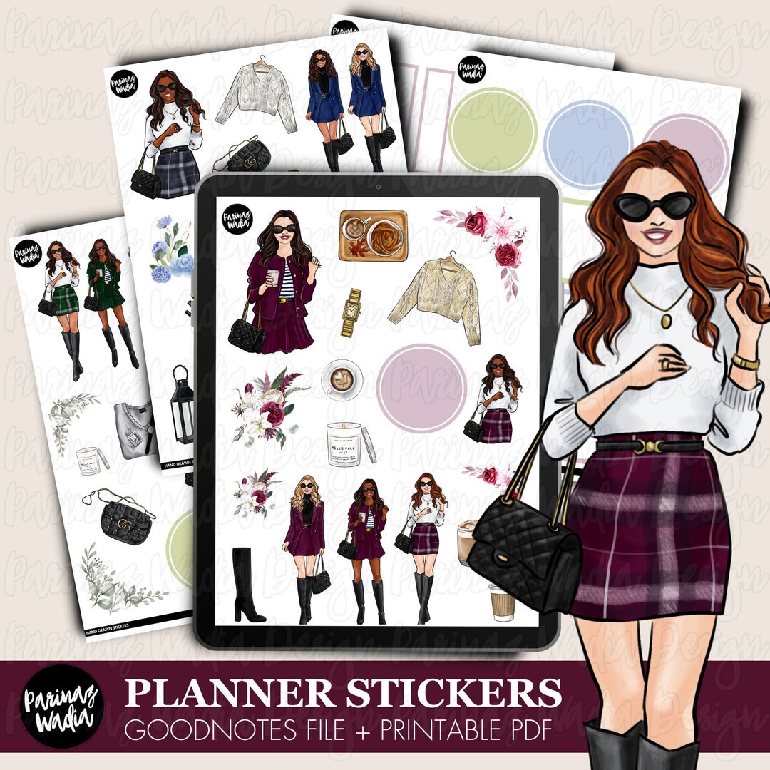 Digital Goodnotes Stickers, Autumn Girl Instant Download, Digital ...
