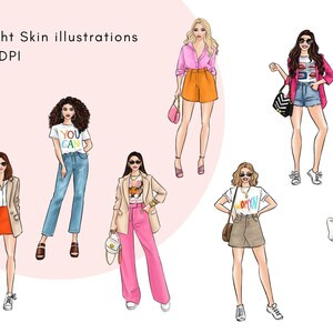 Fashion Girl Clipart Set, Watercolor Style Illustrations (digital ...
