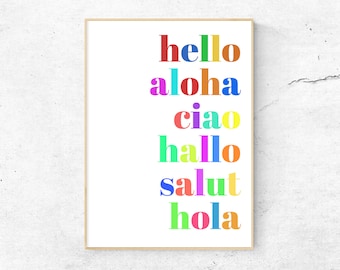 Hello in Different Languages Poster Home Decor Classroom - Etsy