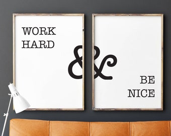 Hard Work Quote Wall Art - Etsy