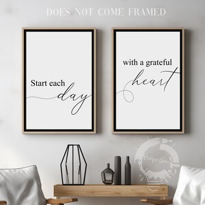 Start Each Day With a Grateful Heart, Set of 2 Poster Prints, Home Wall ...