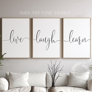 Live Laugh Learn, Set of 3 Prints, Home Wall Décor Art, Typography ...