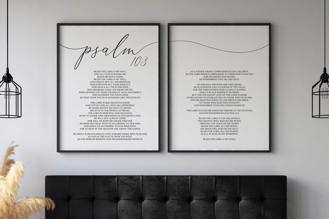 Psalm 103 ESV, Bible Verse Quote, Set of 2 Poster Prints, Christian ...
