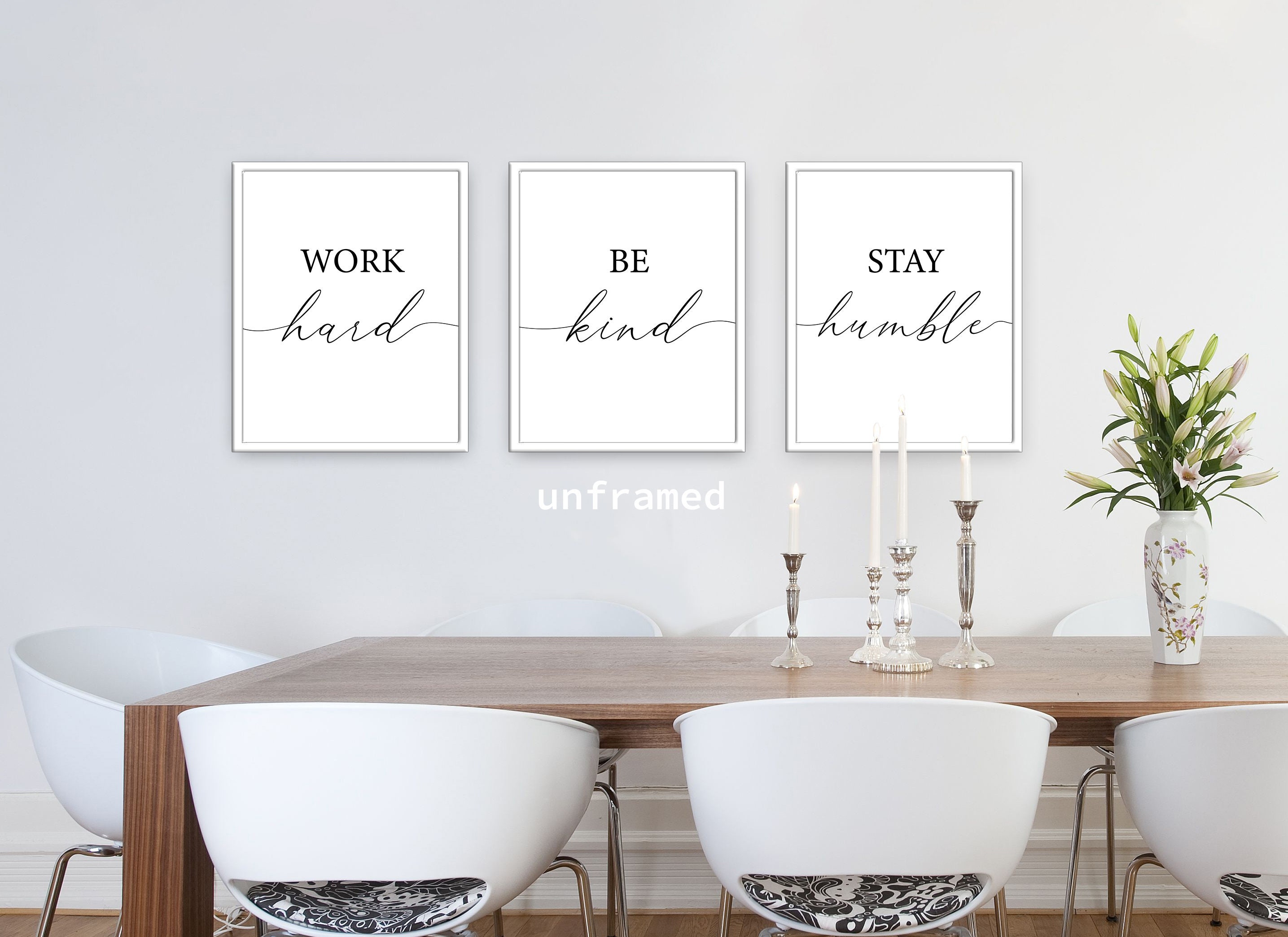 Work Hard, Be Kind, Stay Humble, Motivational Quote Poster Prints, Set ...