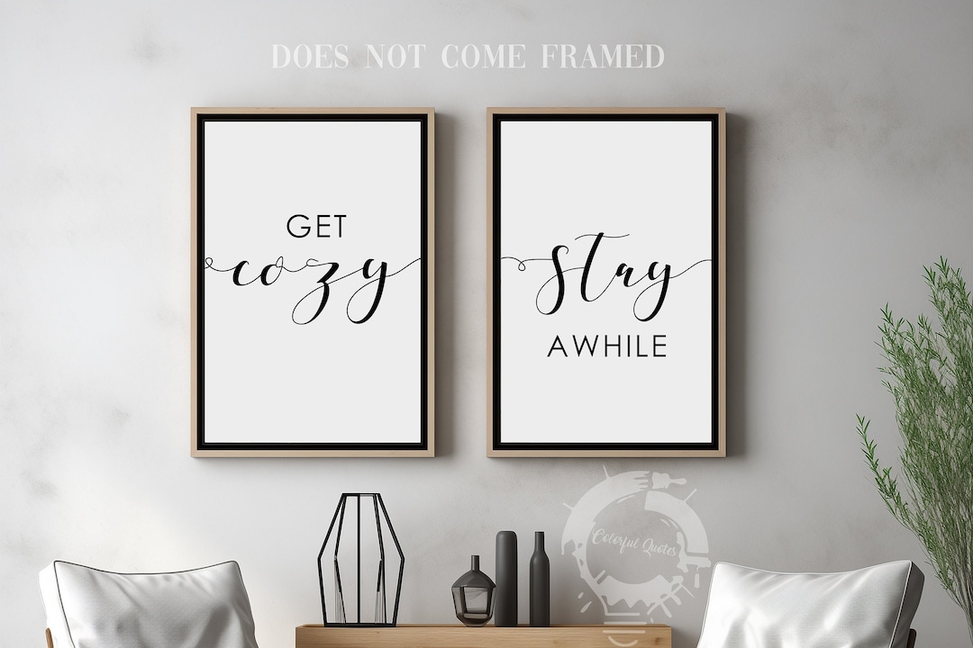Get Cozy, Stay Awhile, Minimalist Poster Prints, Home Wall Art, Set of ...