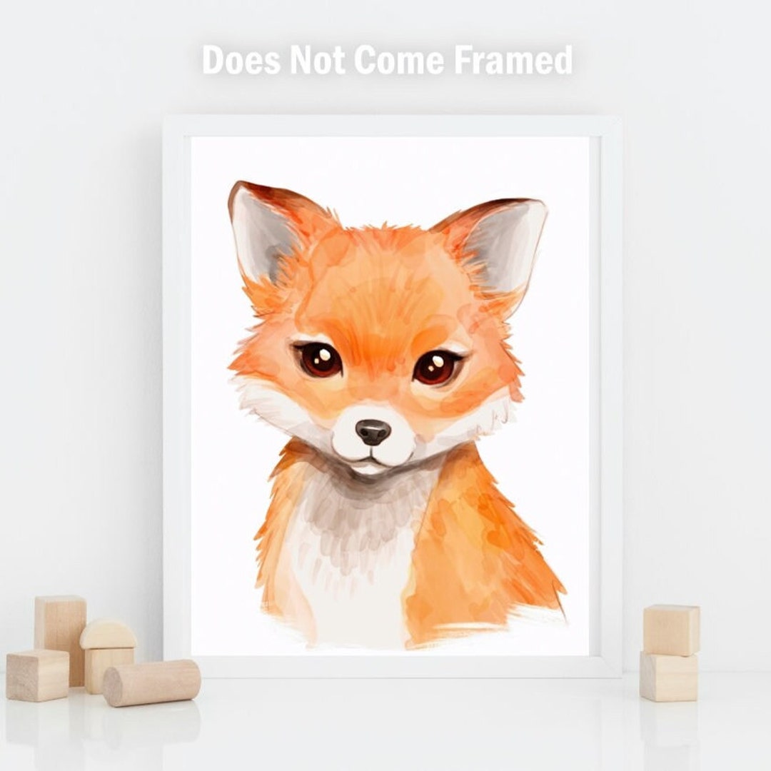 Baby Fox, Nursery Wall Decor, Baby Animal Poster, Kid's Room Print ...