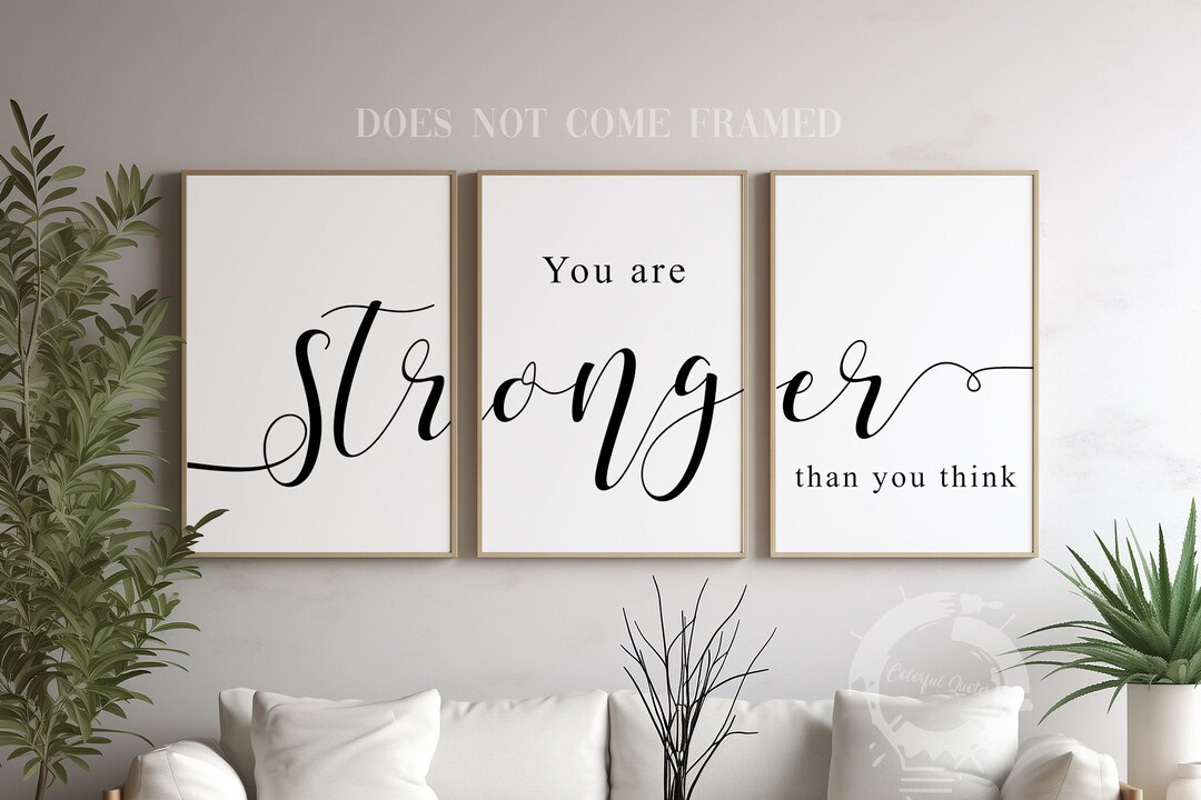 You Are Stronger Than You Think, Motivational Quote Poster Set ...