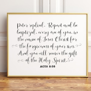 Acts 2:38, Repent and Be Baptized, Bible Verse Quote, Horizontal Poster ...