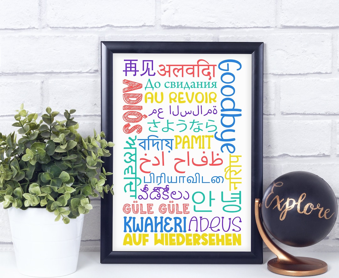 Goodbye in Different Languages, Poster Print, Colorful Wall Art Decor ...