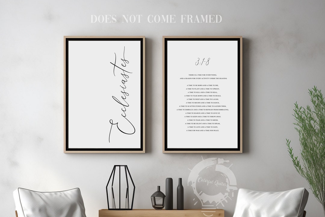 Ecclesiastes 3:1-8, Bible Verse Quote, Set of 2 Poster Prints ...