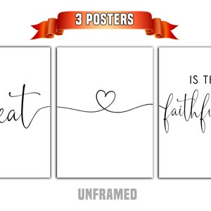 Great is Thy Faithfulness, Set of 3 Poster Prints, Home Wall Art Décor ...