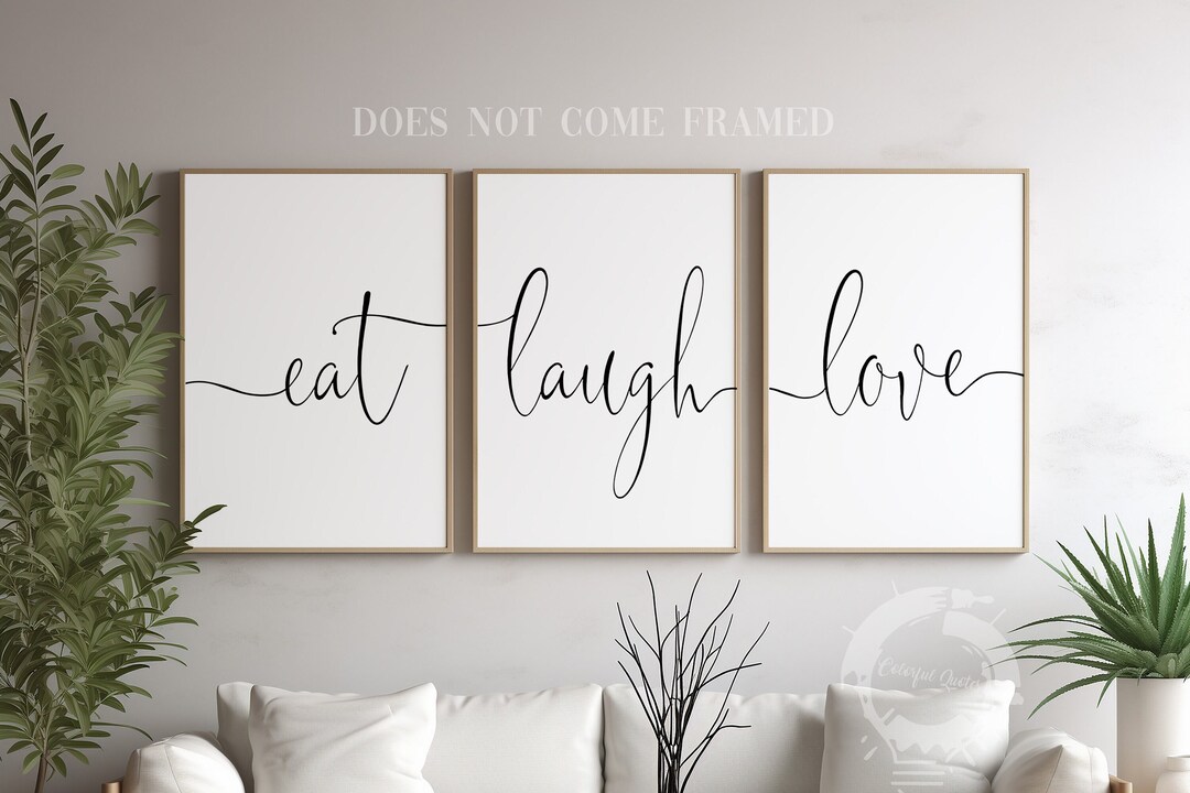 Eat, Laugh, Love, Set of 3 Poster Prints, Home Wall Art Décor ...