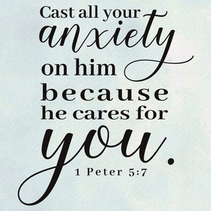 1 Peter 5:7, Bible Verse Quote, High-quality Poster Print, Christian ...