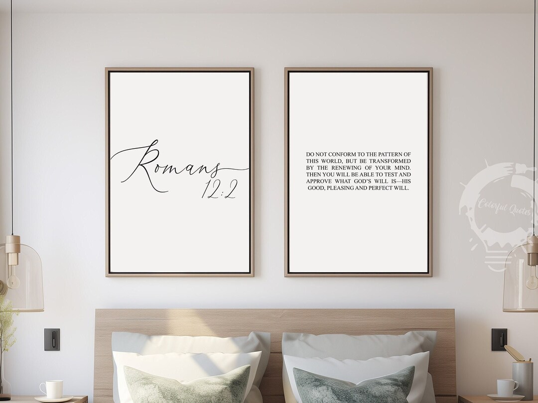Romans 12:2, Bible Verse Quote, Set of 2 Poster Prints, Christian Home ...