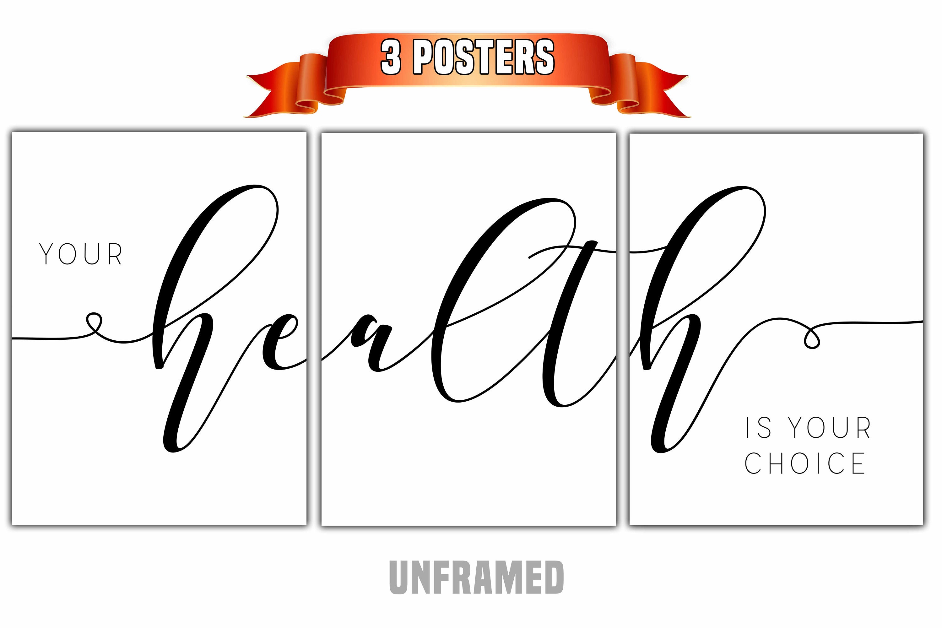 Your Health is Your Choice Set of 3 Poster Prints Mental - Etsy