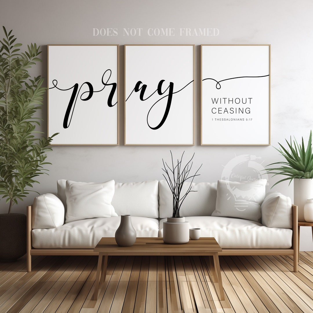 1 Thessalonians 5:17, Bible Verse Quote, Set of 3 Poster Prints ...