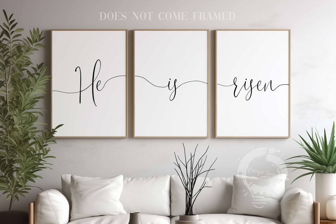 He is Risen, Religious Posters, Set of 3 Poster Prints, Christian Home ...