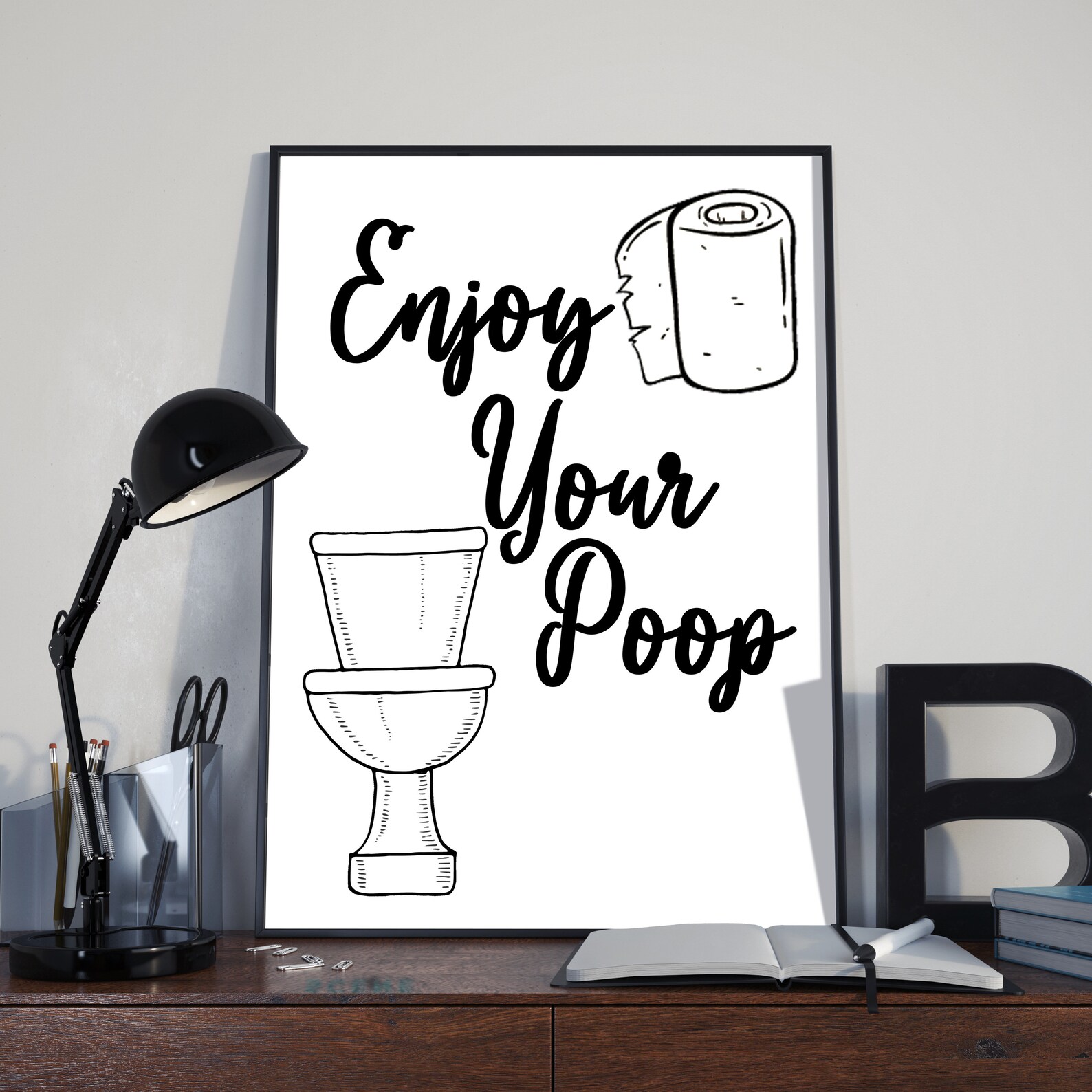 Enjoy Your Poop Bathroom Quote Poster Print Home Wall Art | Etsy