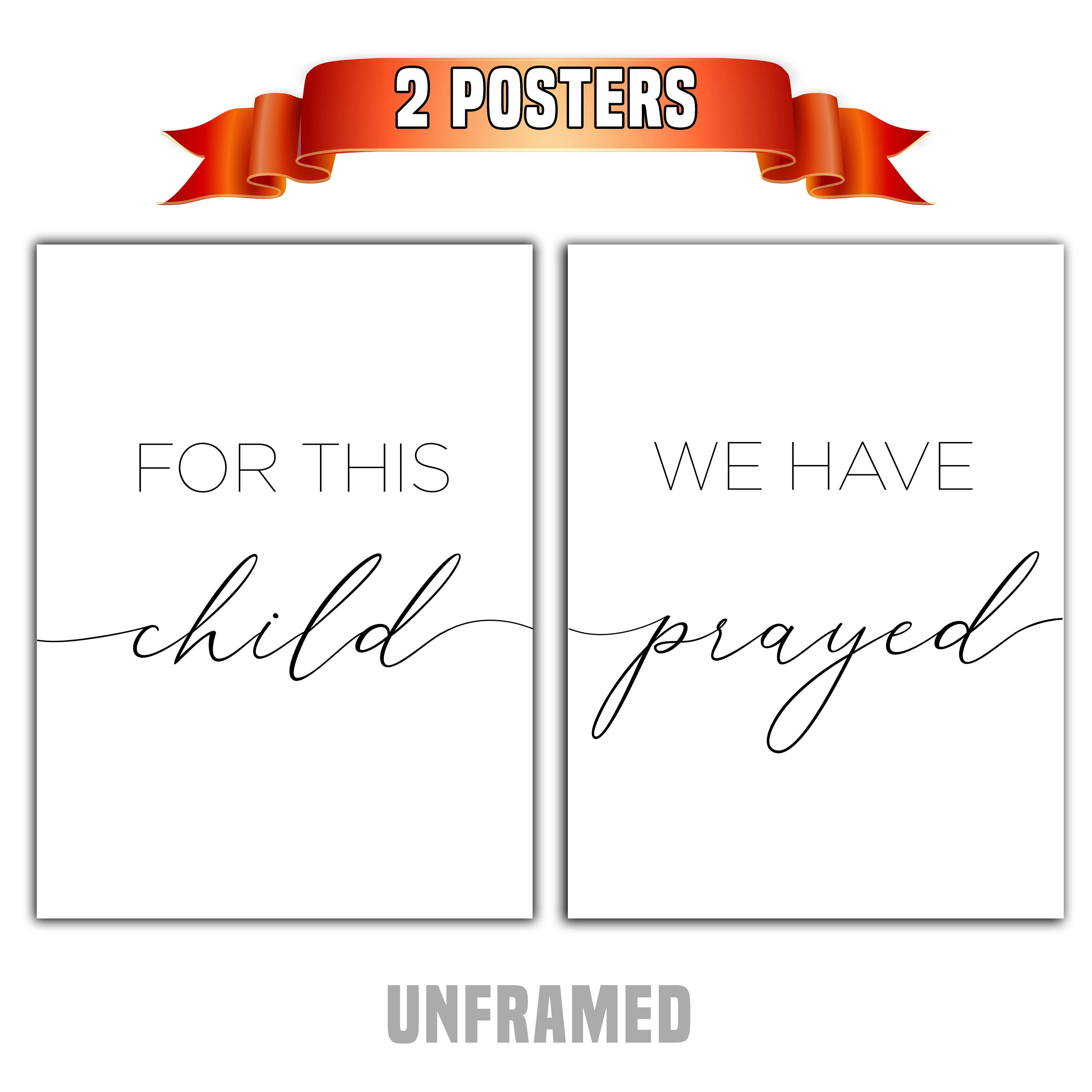For This Child We Have Prayed Set of 2 Prints Minimalist - Etsy