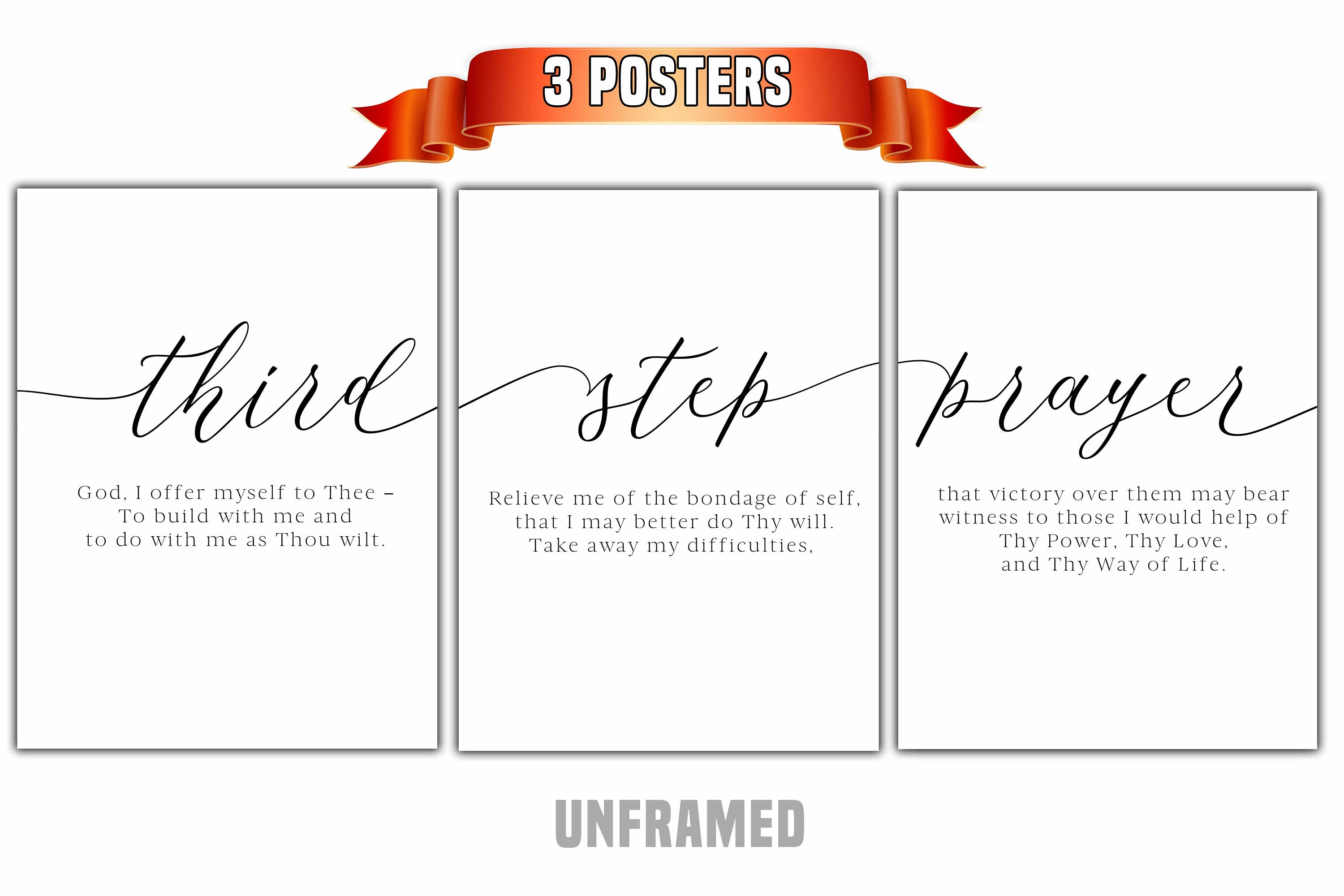 The Third Step Prayer Alcoholics Anonymous Set of 3 Poster - Etsy