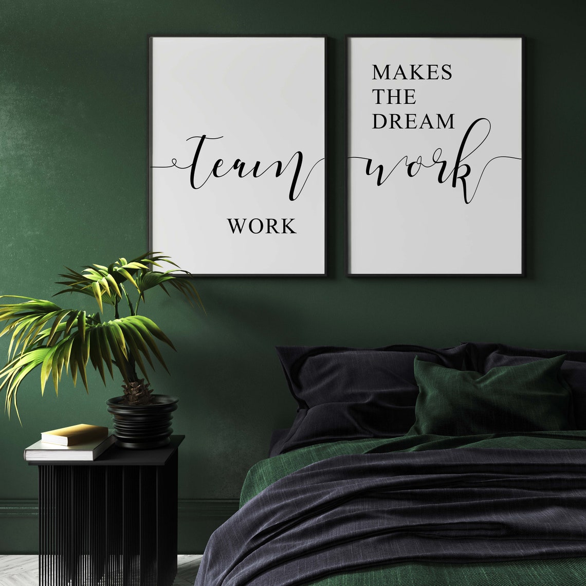 Teamwork Makes the Dream Work Wall Art Set of 2 Prints Life | Etsy