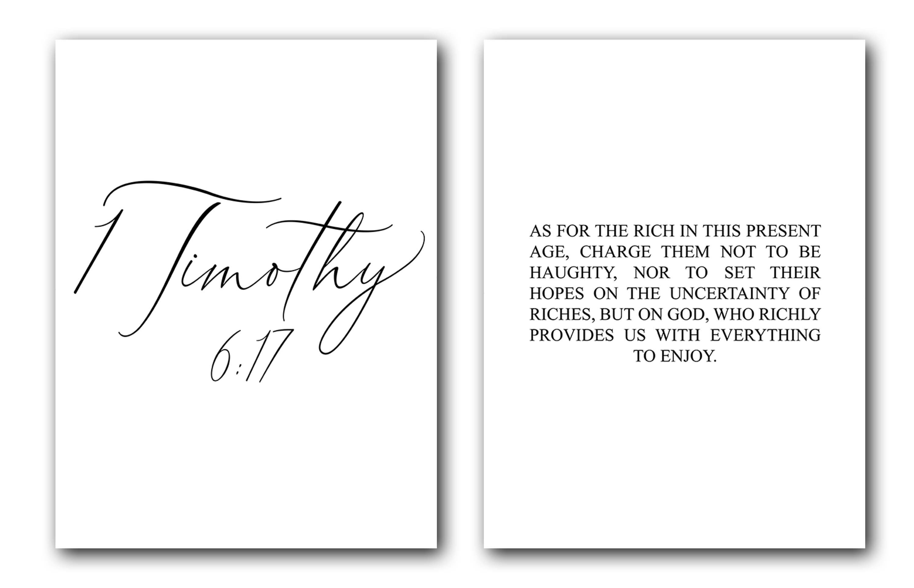 1 Timothy 6:17 Bible Verse Set of 2 Poster Prints Multiple | Etsy
