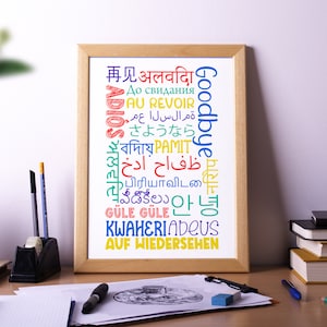 Goodbye in Different Languages, Poster Print, Colorful Wall Art Decor ...