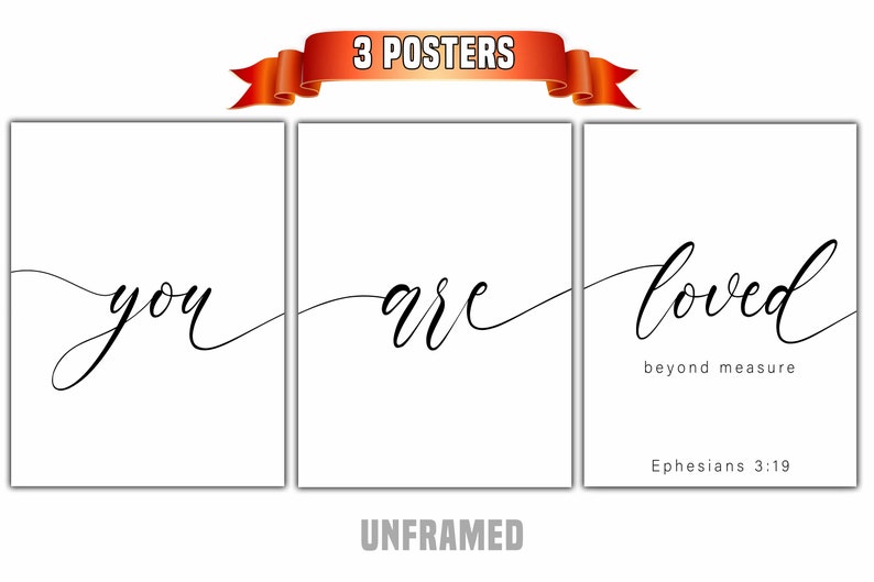 You Are Loved Beyond Measure Bible Verse Set of 3 Poster - Etsy