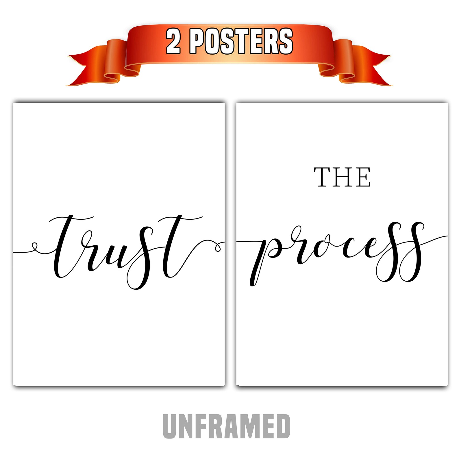 Trust The Process Set of 2 Prints Minimalist Art Typography | Etsy