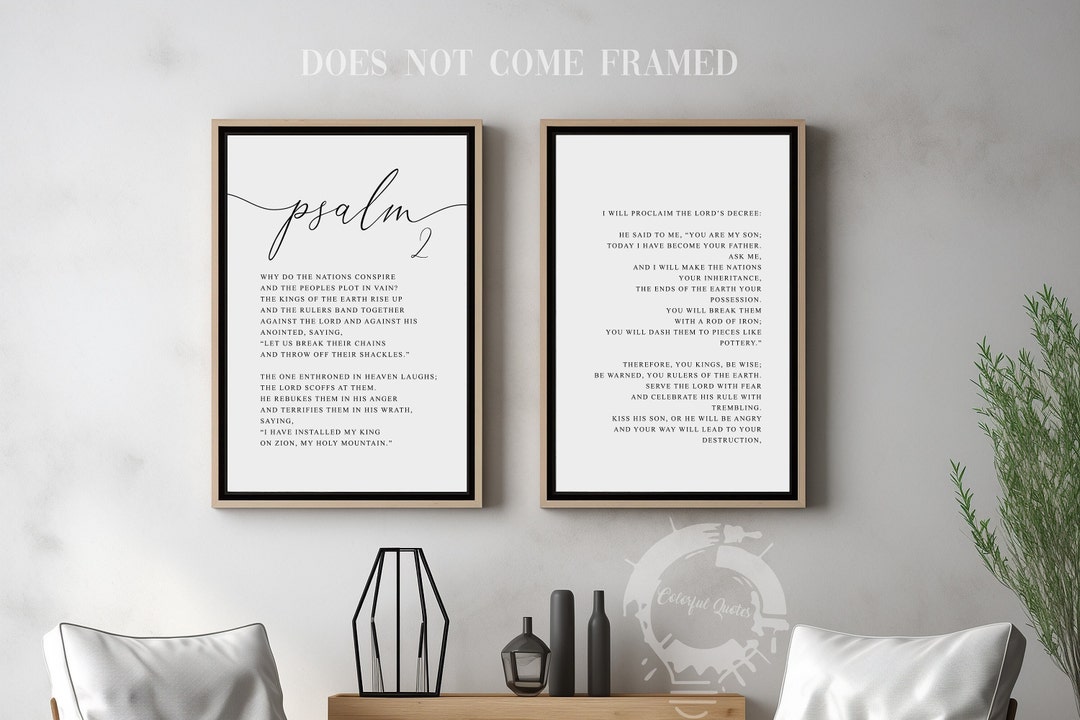 Psalm 2, Bible Verse Quote, Set of 2 Poster Prints, Christian Home Wall ...