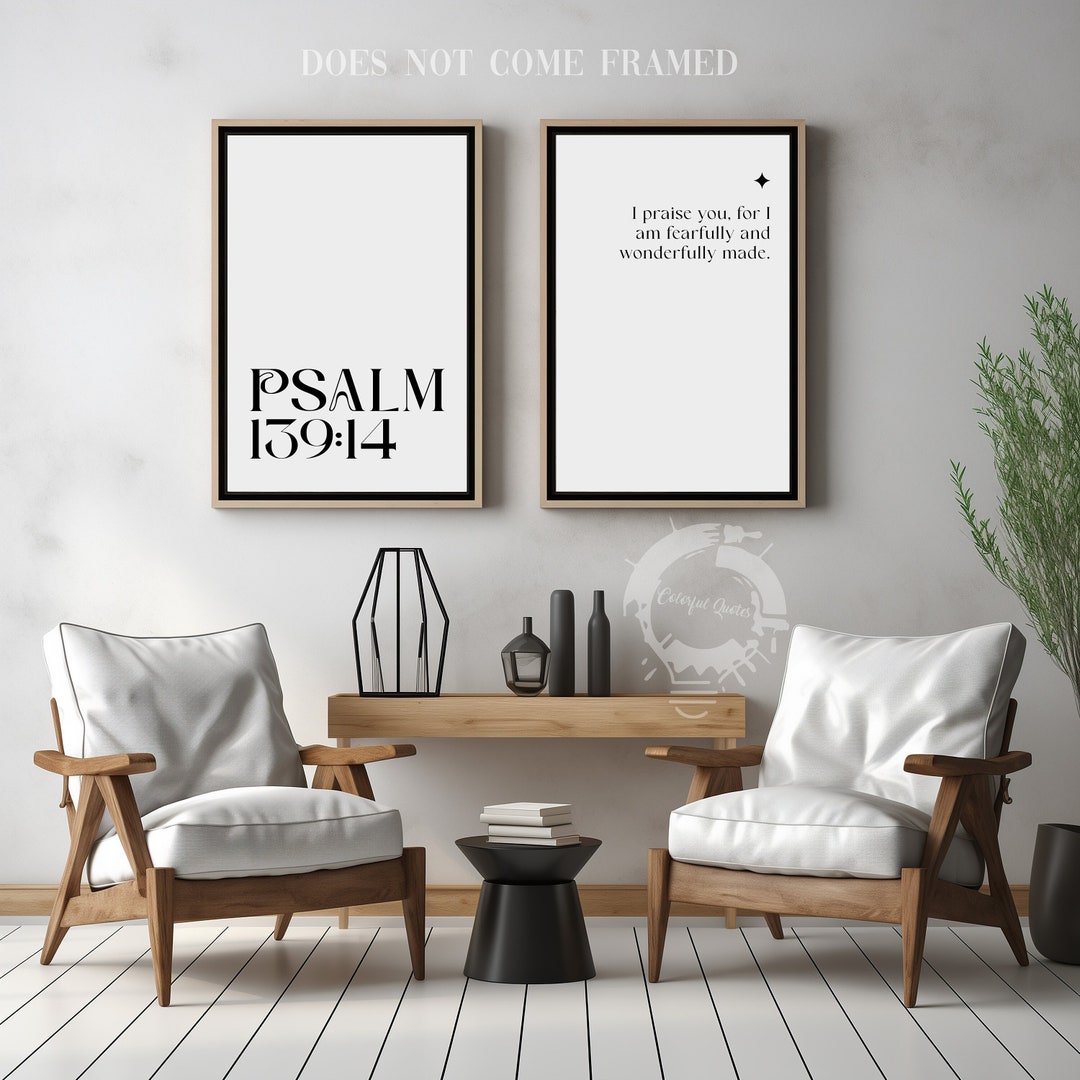 Psalm 139:14, Bible Verse Quote, Set of 2 Poster Prints, Christian Home ...