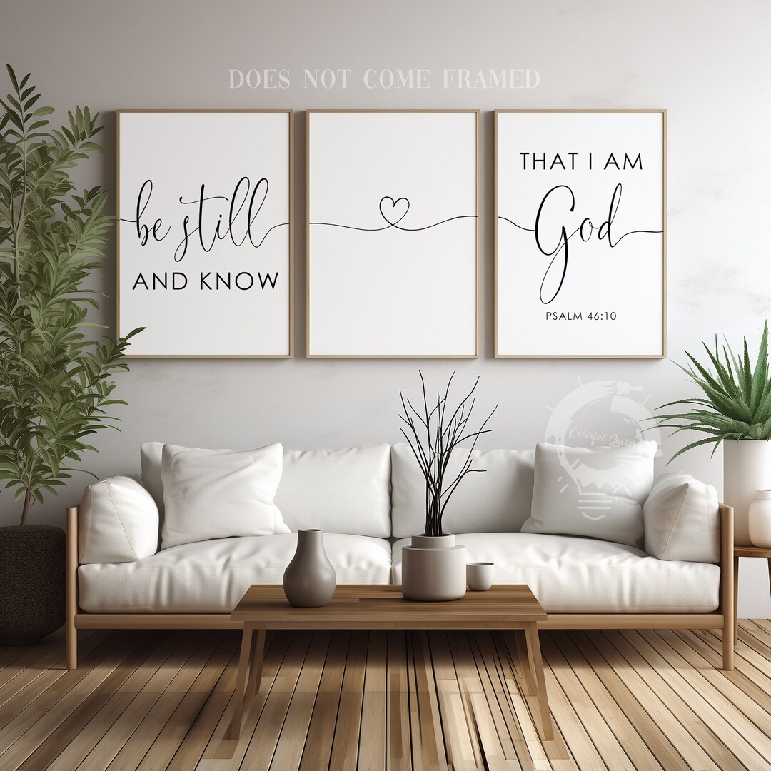 Psalm 46:10, Bible Verse Quote, Set of 3 Poster Prints, Christian Home ...